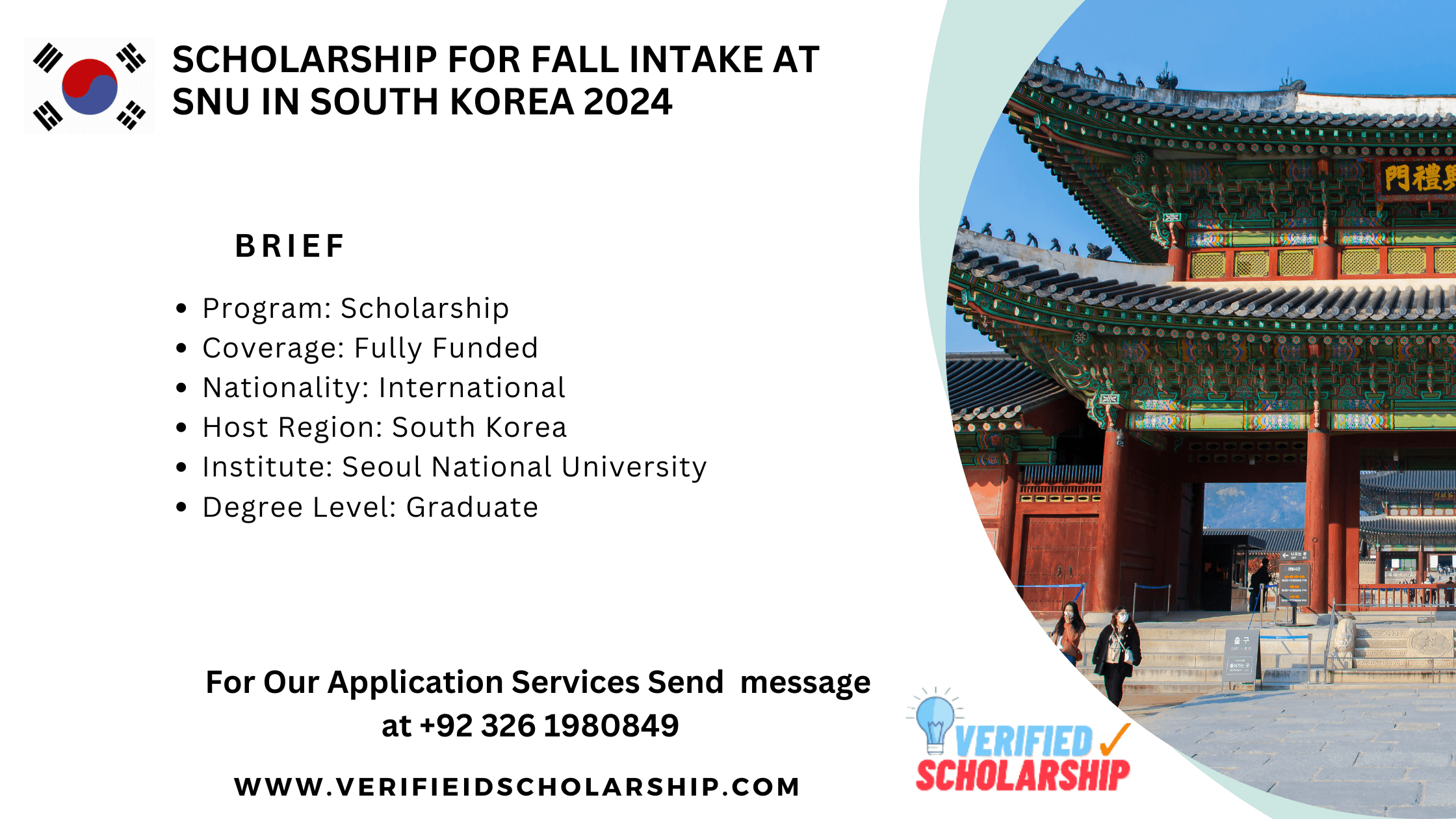 Scholarship For Fall Intake at SNU in South Korea 2024 - Verified ...