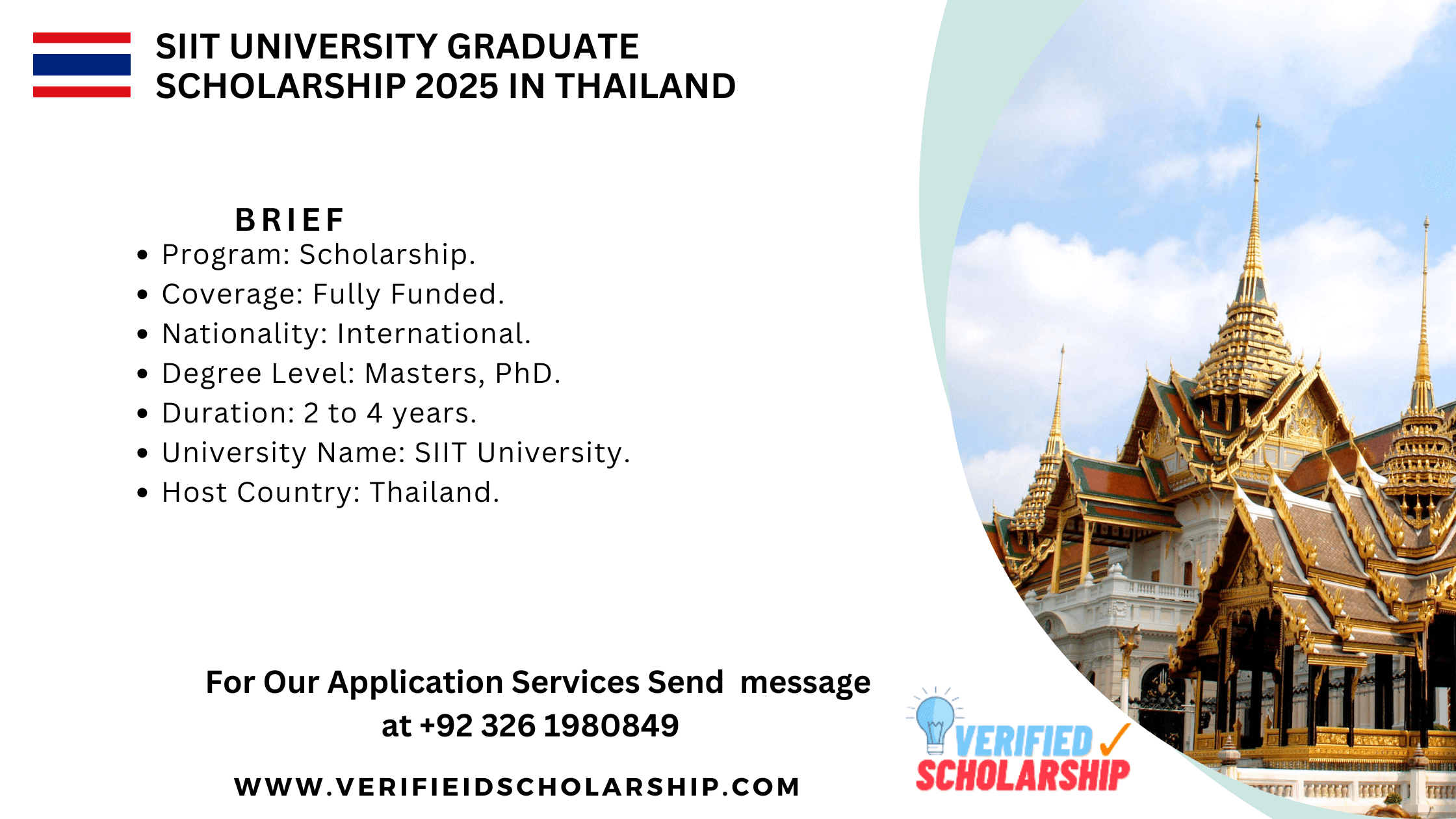 SIIT University Graduate Scholarship 2025 in Thailand - Verified Scholarship