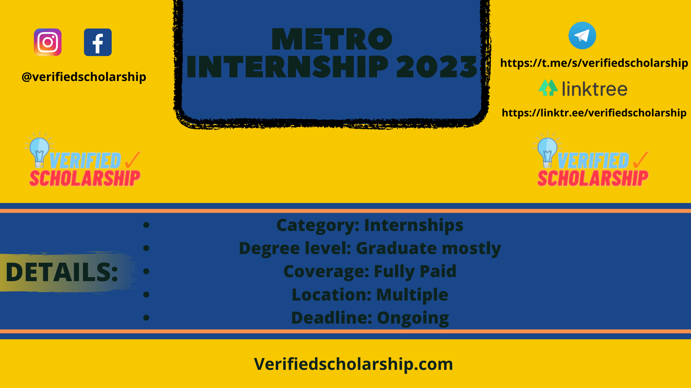 Metro Internship 2023 - Verified Scholarship