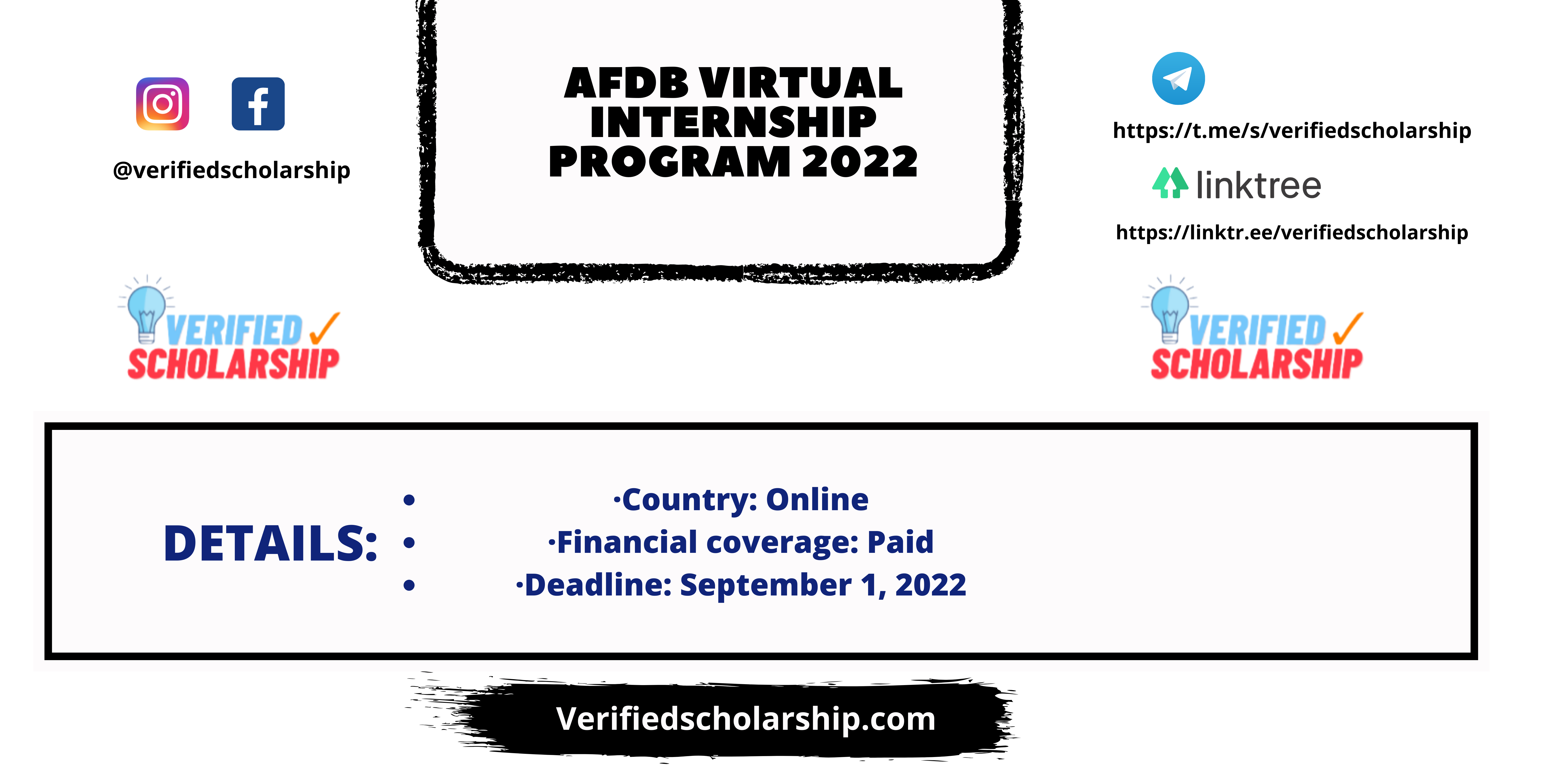 AFDB Virtual Internship Program 2022 - Verified Scholarship