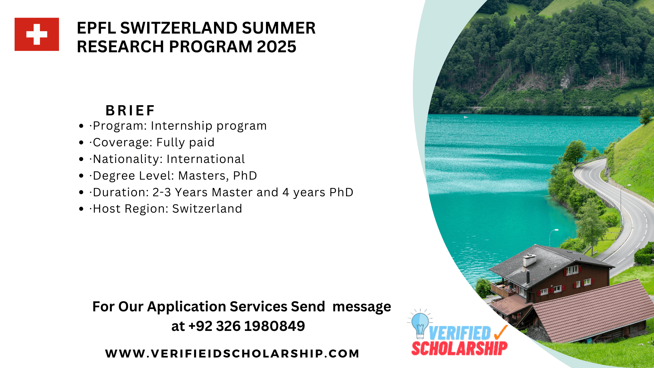 EPFL Switzerland Summer Research Program 2025 - Verified Scholarship
